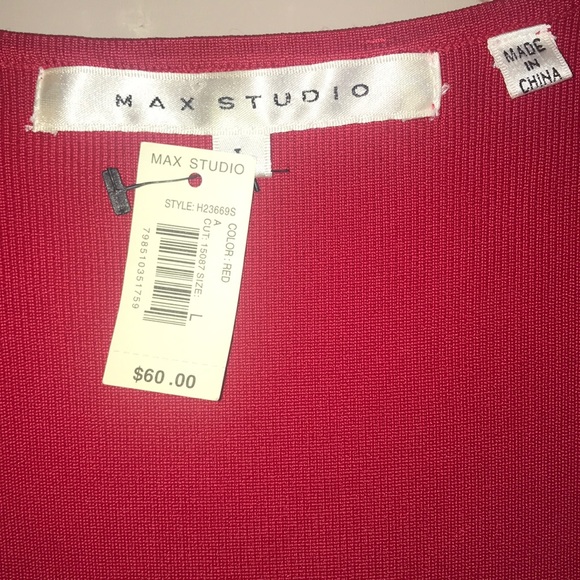Max Studio | Tops | Max Studio Red Dress Tank Crochet Beading L Nwt ...
